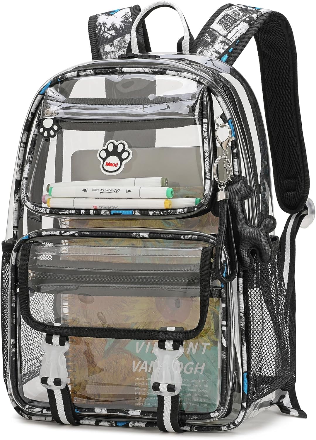 Smiaoer Large 17" Clear Backpack for School Stadium Travel Transparent ...