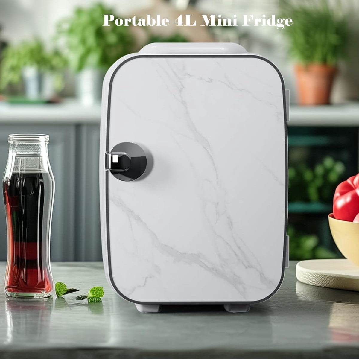 Smiaoer Portable 4L Mini Fridge, Compact 6-Can Cooler for Home, Car, RV ...