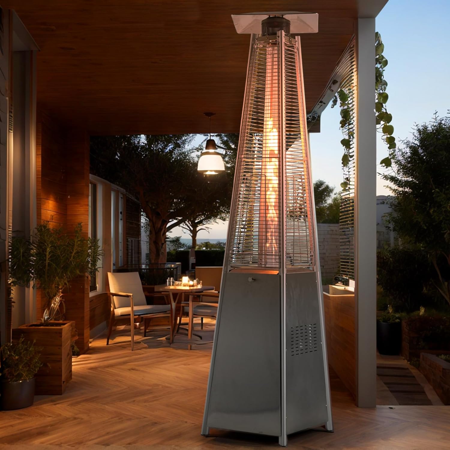 Smiaoer Outdoor Pyramid 48000 BTU Metallic Propane Patio Heater ...