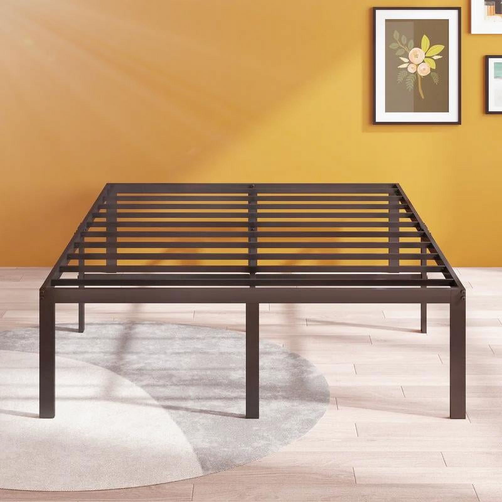 Queen Size Durable Steel Bed Frame with Sleek Black Finish, Retro-Style ...