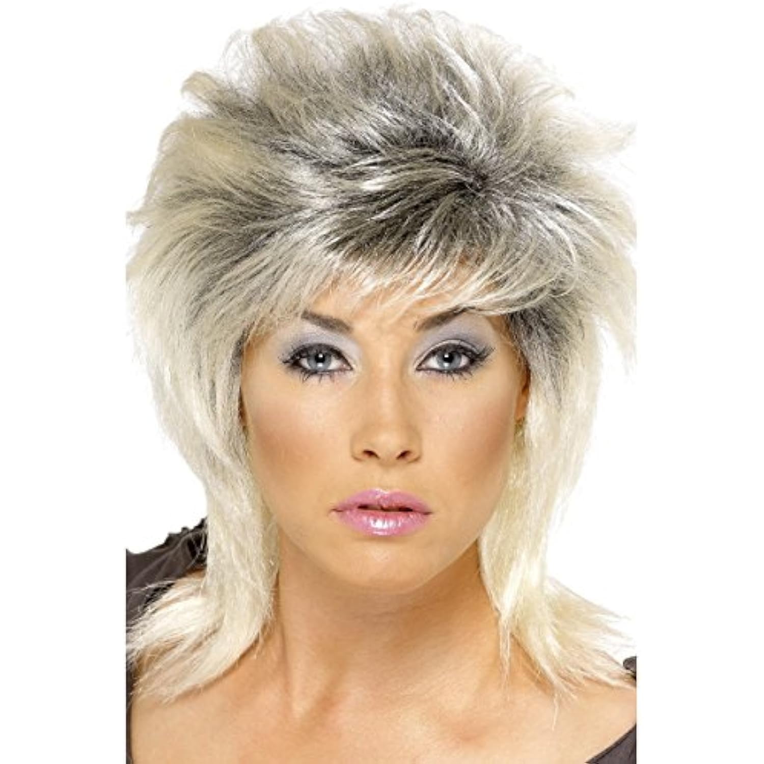 Smiffy's Women's 80's Pin-Up Wig Ash Blonde Dark Roots, Blonde, One ...