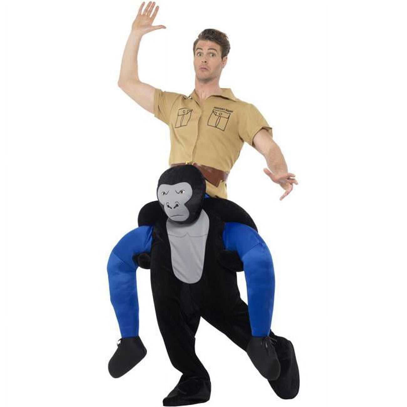 Smiffys 47163 Piggyback Gorilla Costume One Piece Suit with Mock Legs ...