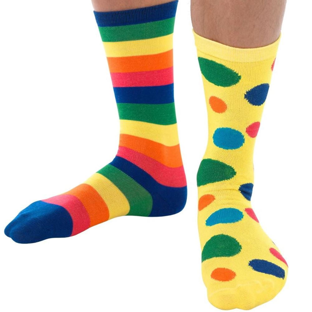 Smiffys Big Top Unisex Clown Socks, Multicolored Stripes/Polka Dots ...