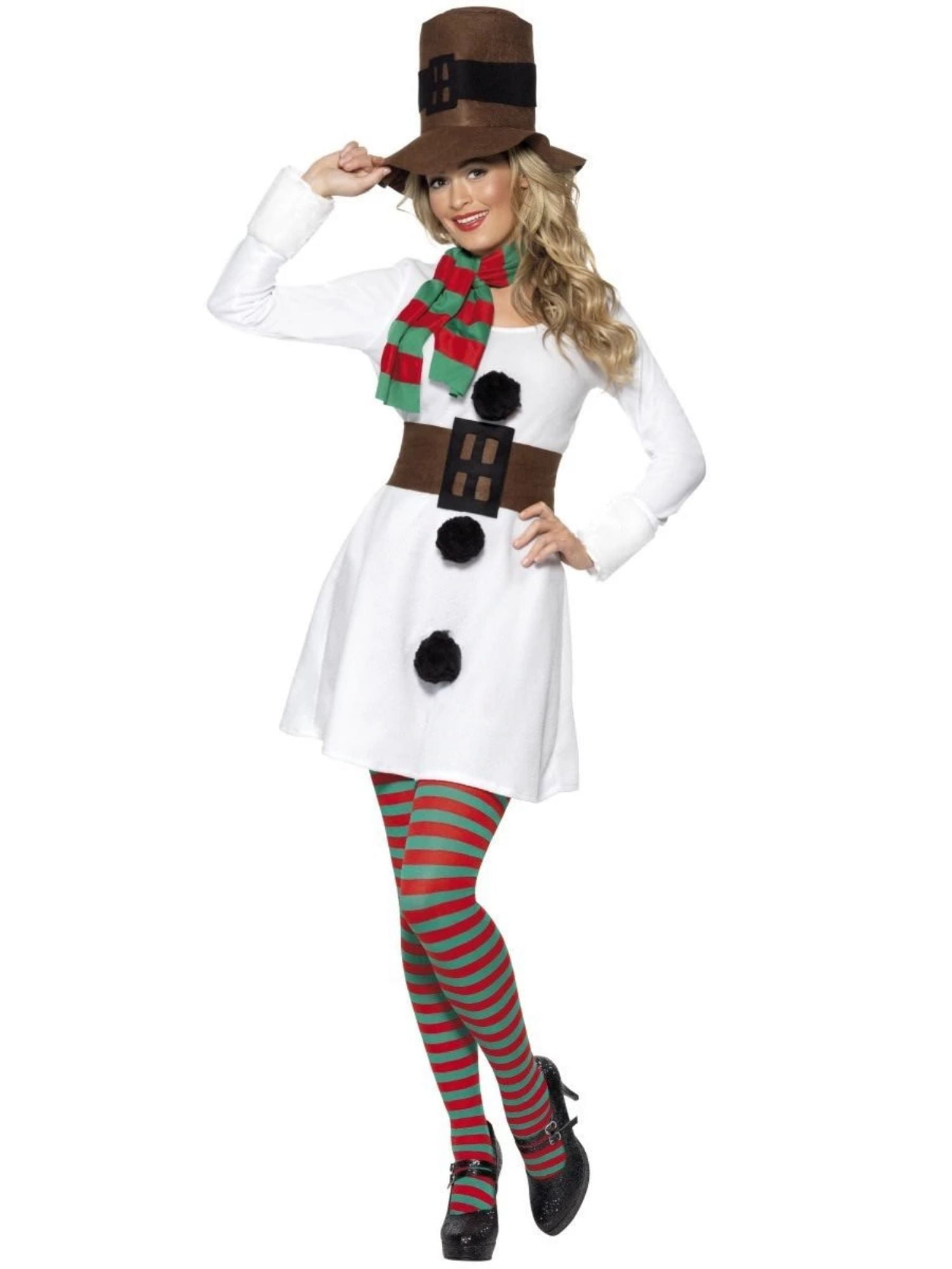 Smiffys Miss Snowman Fancy-Dress Costume for Women with Hat, Scarf, and ...