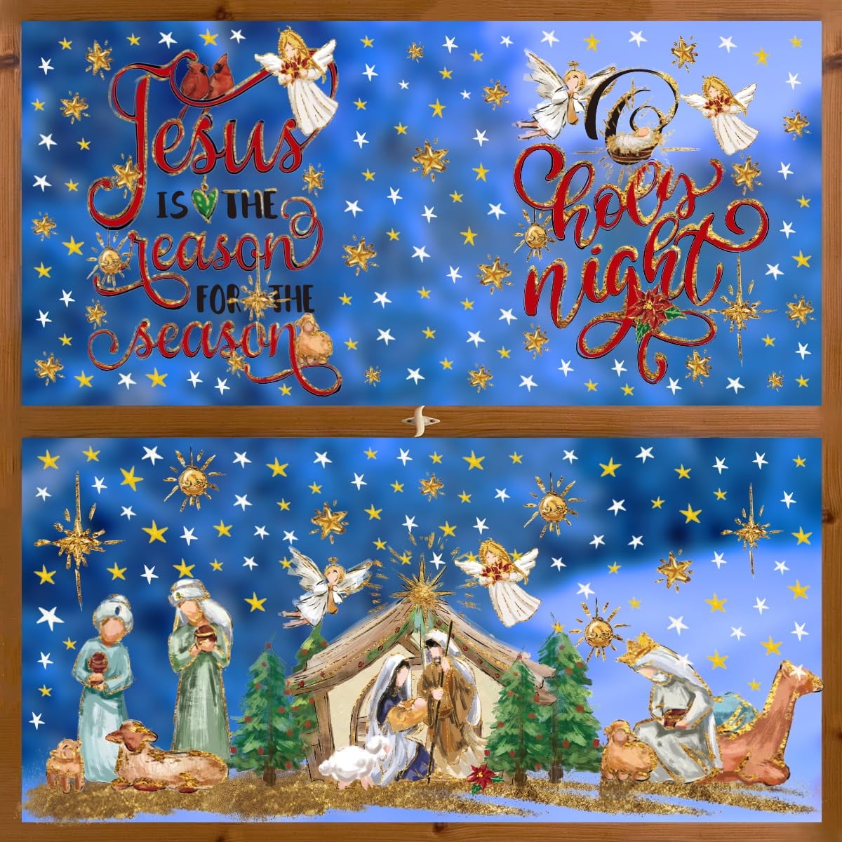 Smile 251 PCS Christmas Window Cling Sticker, Nativity Scene Holy Night ...