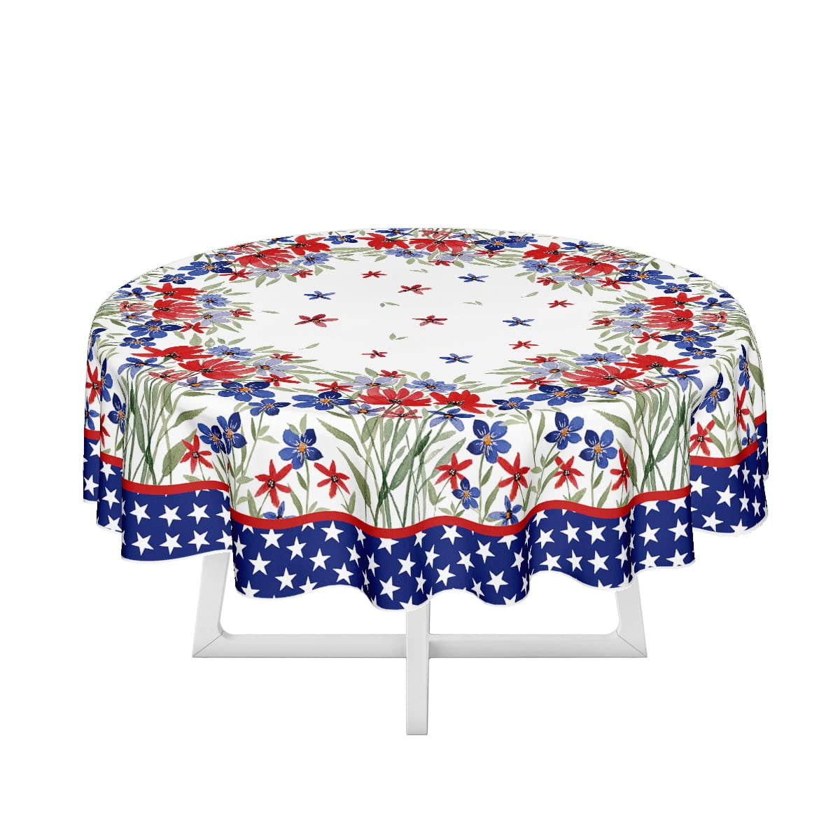 Smile Patriotic Poppy Floral 4th of July Tablecloth 60in - Americana ...