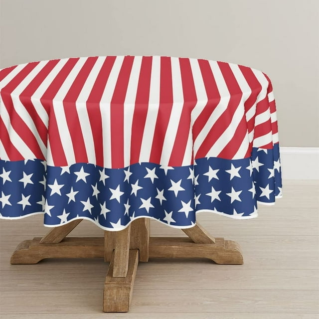 Smile Patriotic Tablecloth, 70 Inch Round American Flag Cover for ...