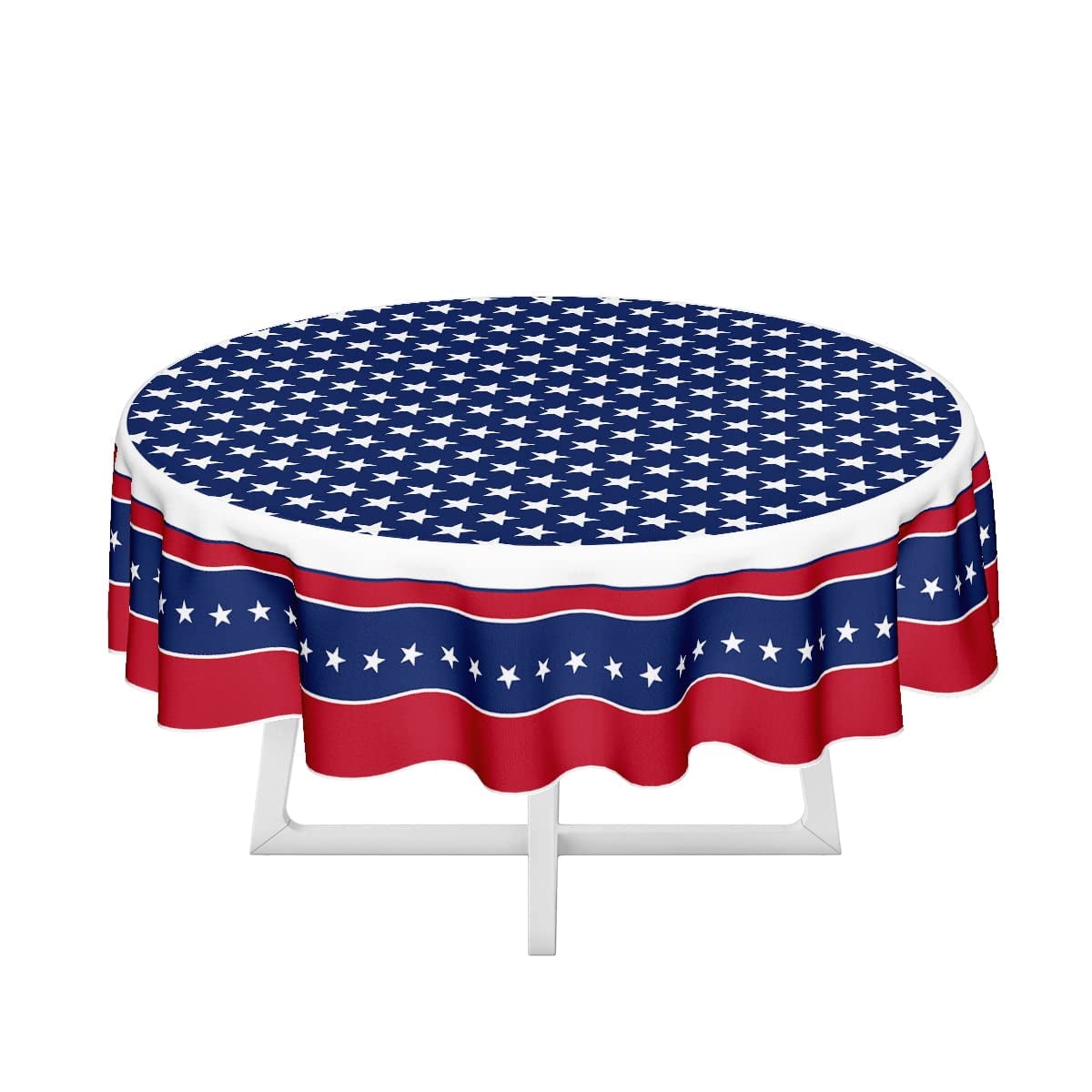 Smile 4th of July Tablecloth 70 Inch Round, Patriotic Independence ...