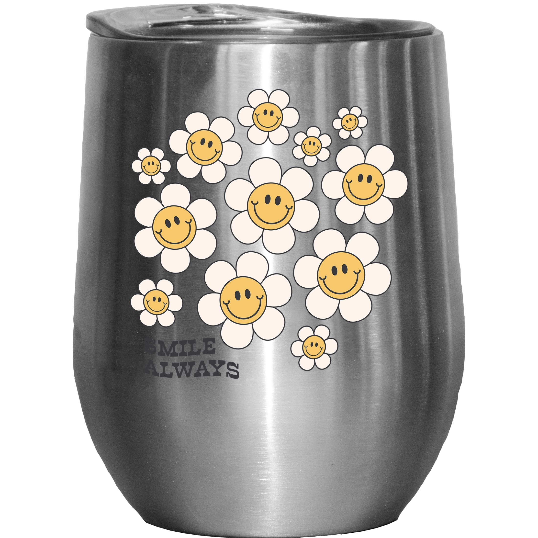 Smile Always with 90s Retro Flower with Smile Art Merch Gift, Stainless ...