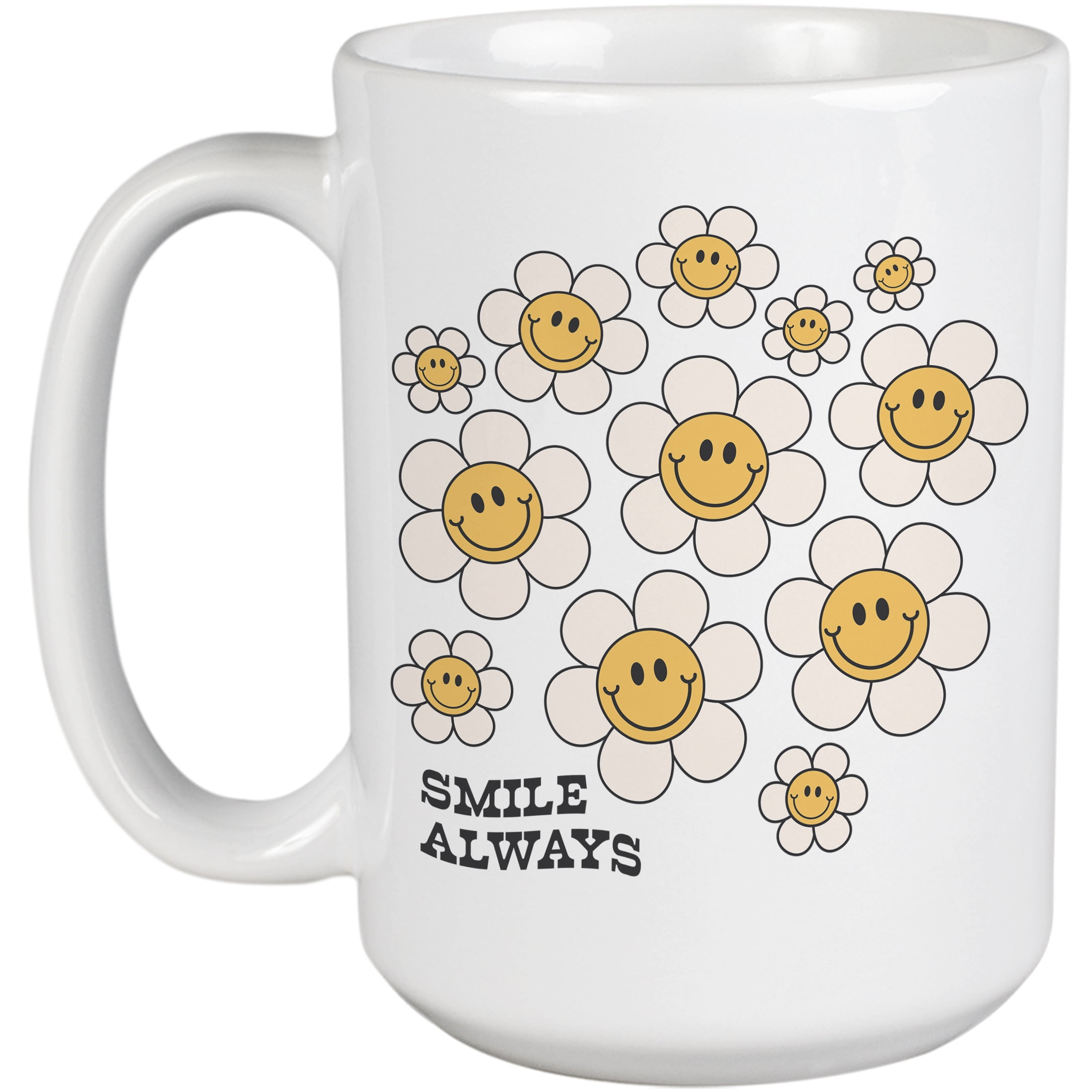 Smile Always with 90s Retro Flower with Smile Art Merch Gift, White ...