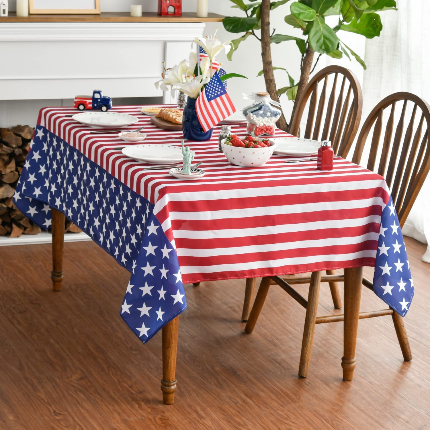 Smile American Star Flag Patriotic Table Cover for 4th of July ...