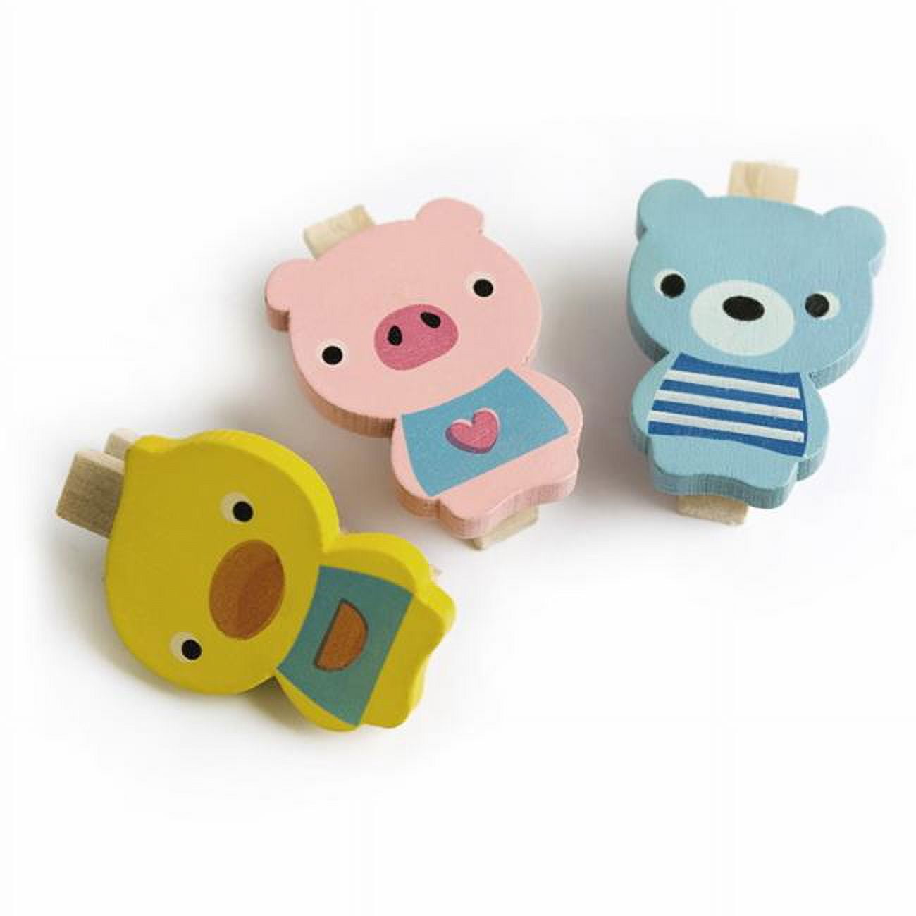 Smile Animals-B Wooden Clips - Wooden Clamps - Mini Clips (Set of 3 ...
