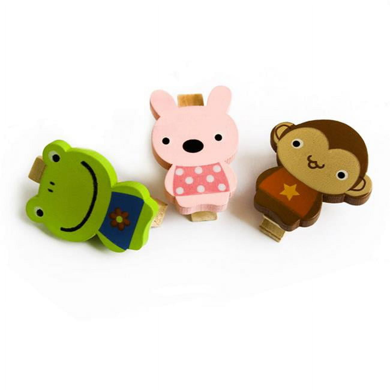 Smile Animals-C - Wooden Clips - Wooden Clamps - Mini Clips (Set of 3 ...