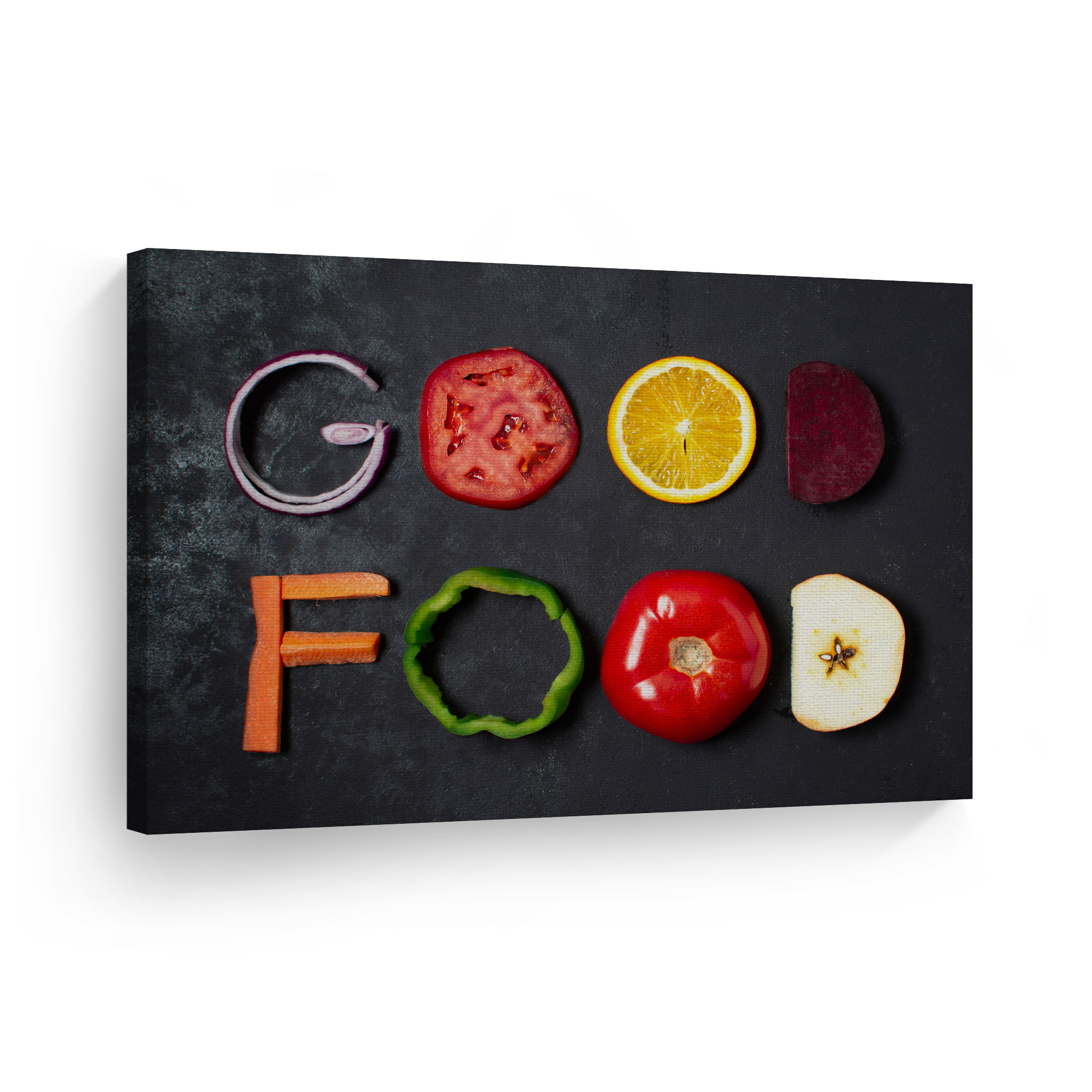 Smile Art Design Colorful Good Food Lettering Kitchen Canvas Wall Art ...