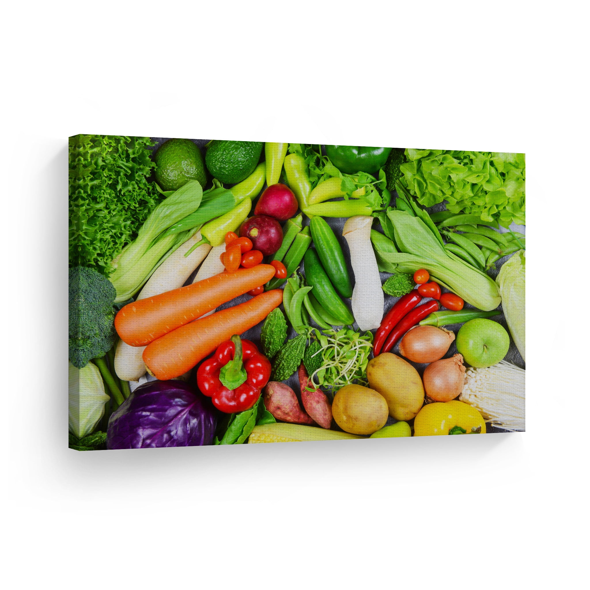 Smile Art Design Colorful Vegetables and Fruits Kitchen Canvas Wall Art ...