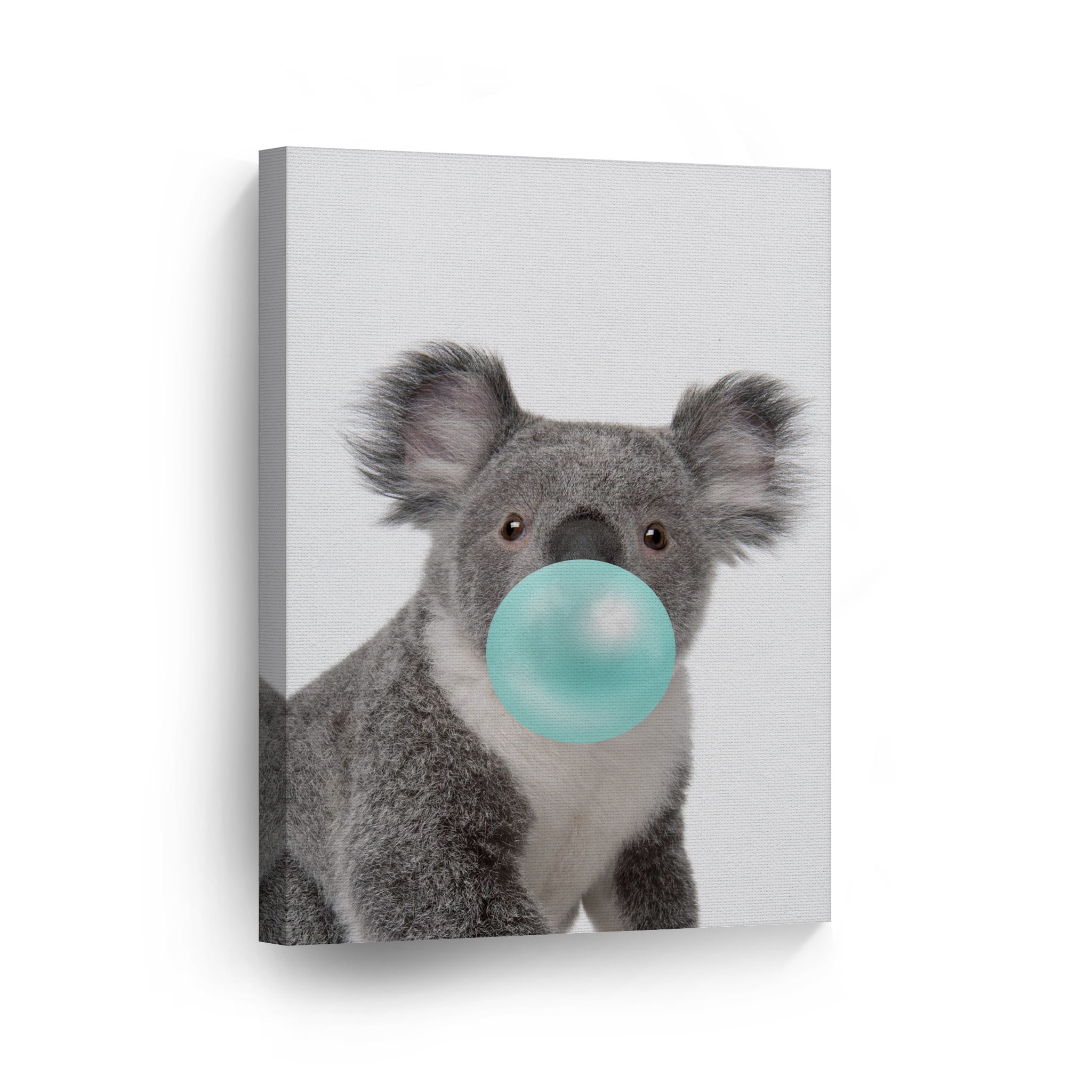 Smile Art Design Cute Koala Animal Bubble Gum Art Teal Blue CANVAS ...