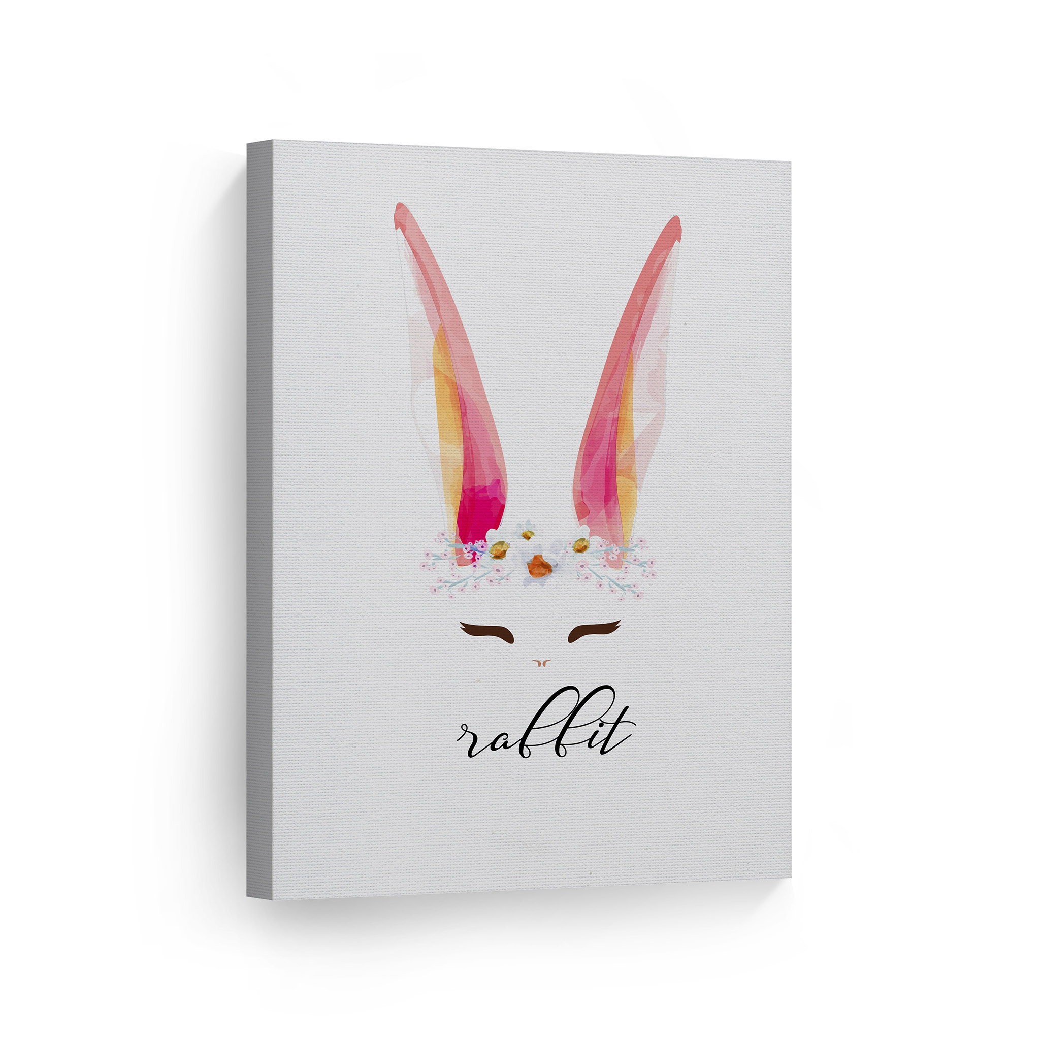 Smile Art Design Cute Rabbit Wall Decor White Background Canvas Wall ...