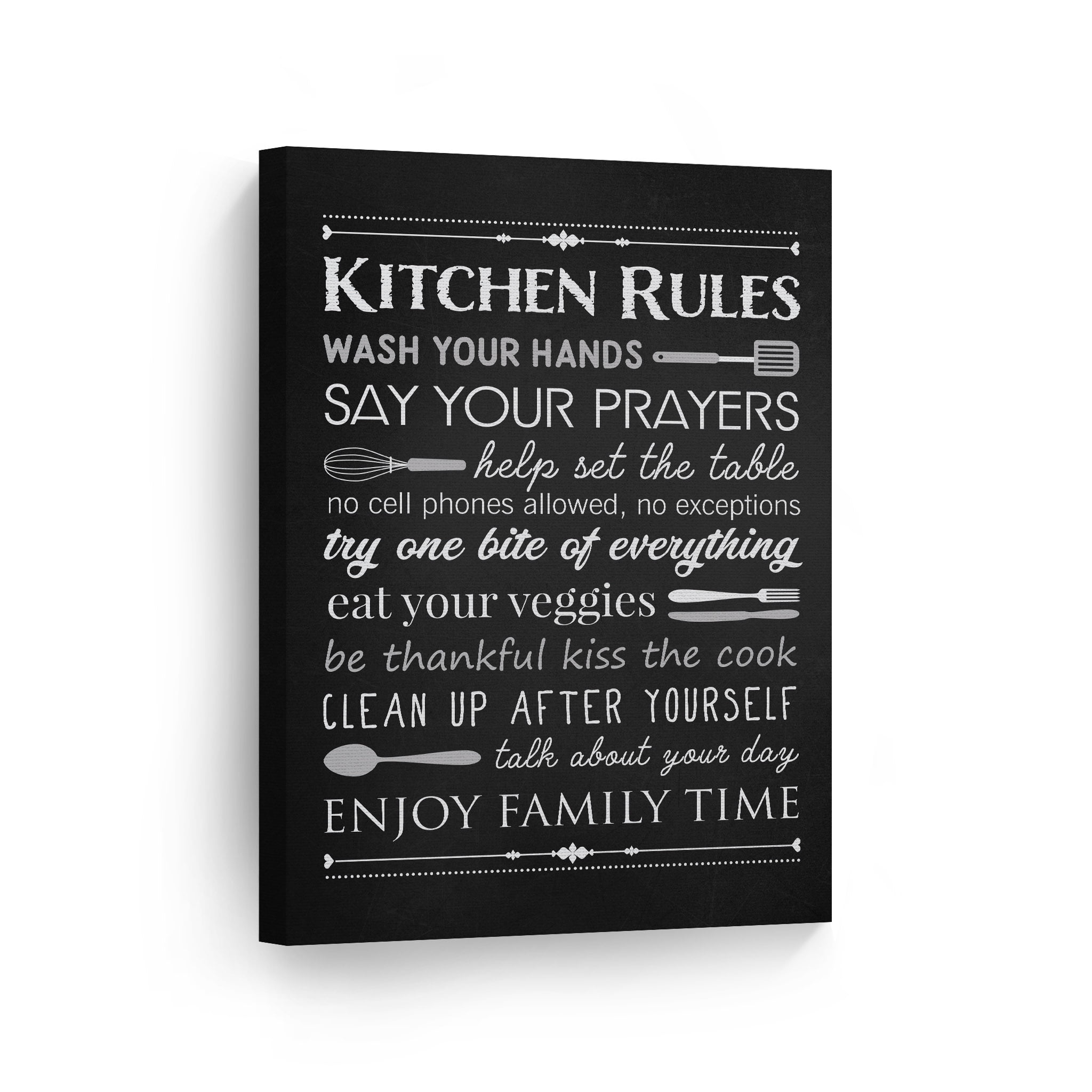 Smile Art Design Kitchen Rules on Blackboard Kitchen Canvas Wall Art ...
