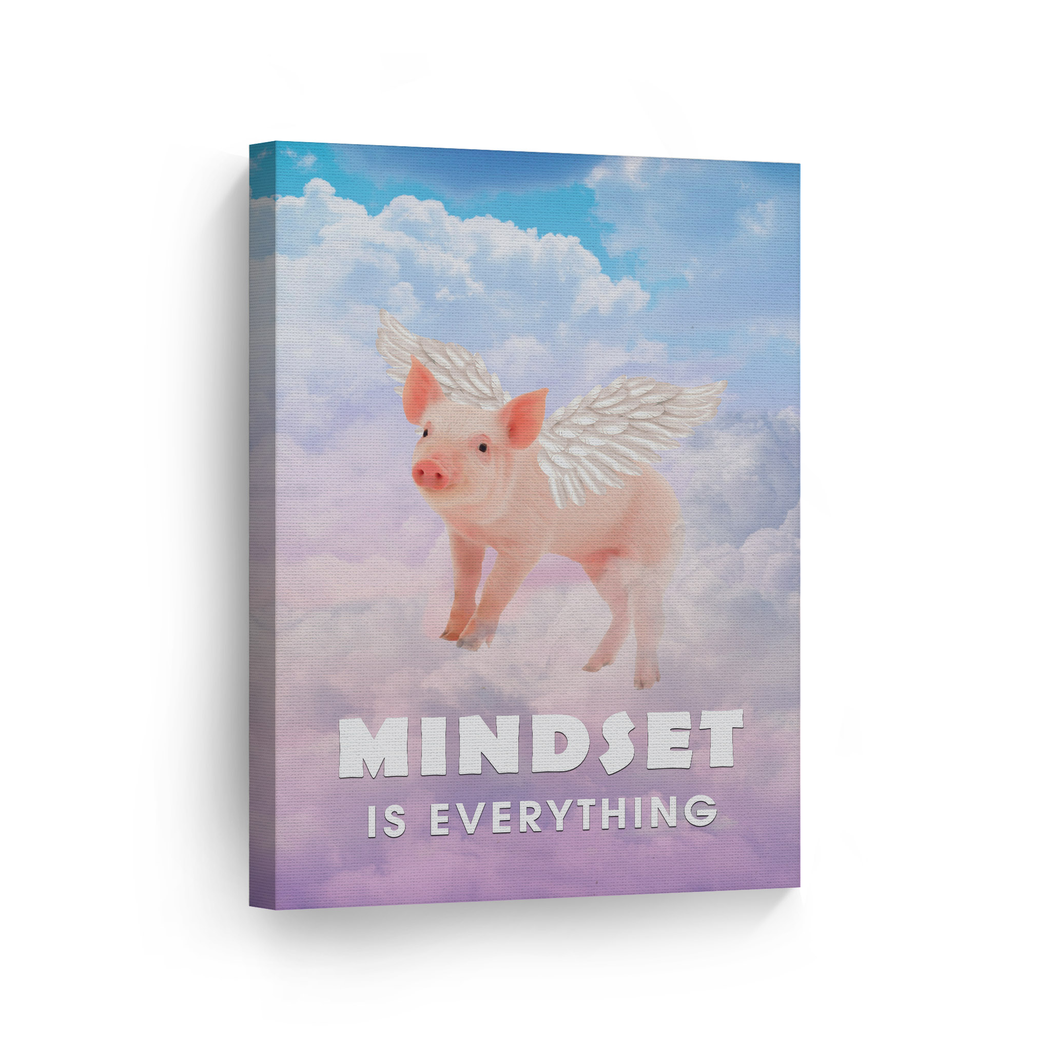 Smile Art Design Mindset is Everything Cute Pig with Wings Flying in ...