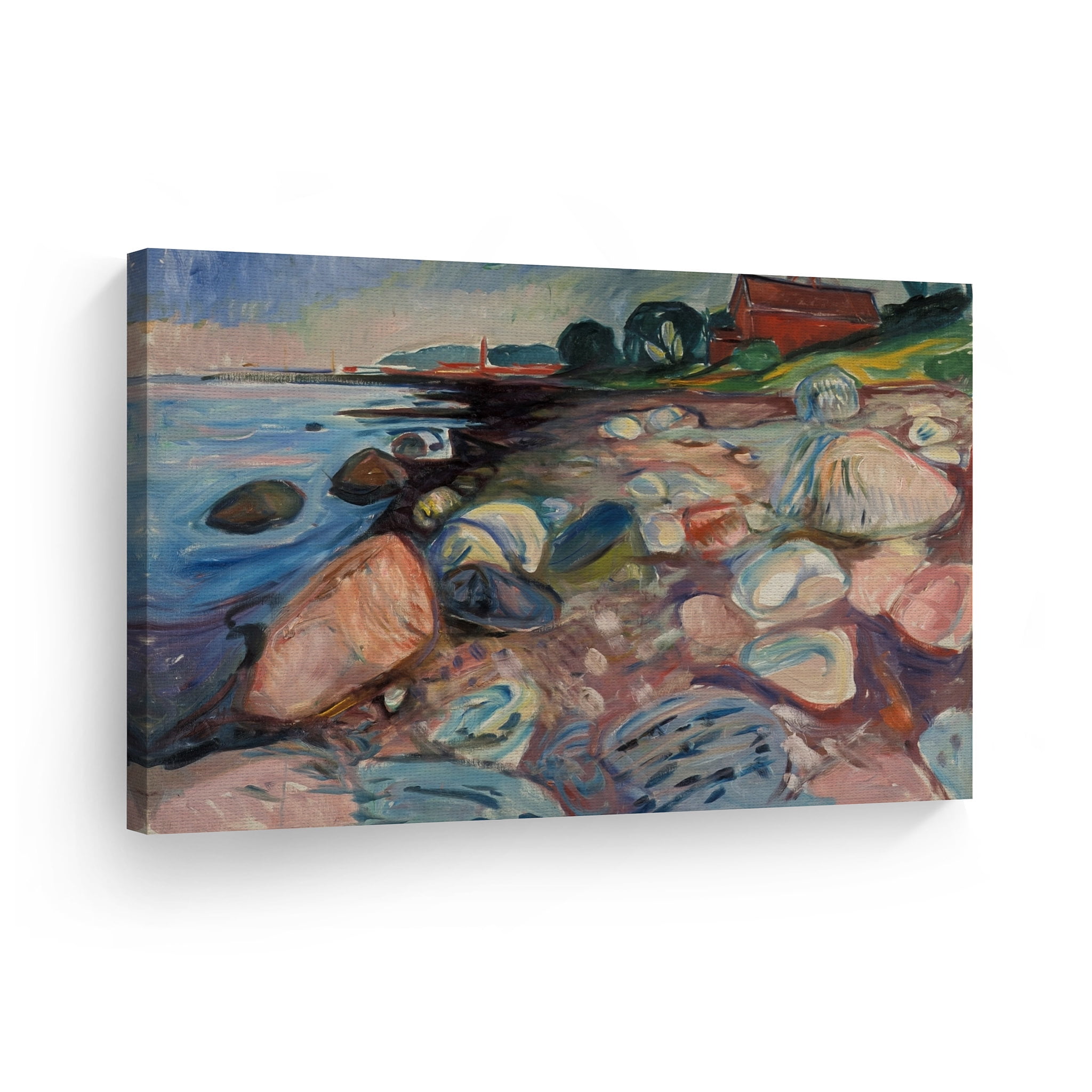 Smile Art Design Shore with Red House, Edvard Munch Classic Art Canvas ...