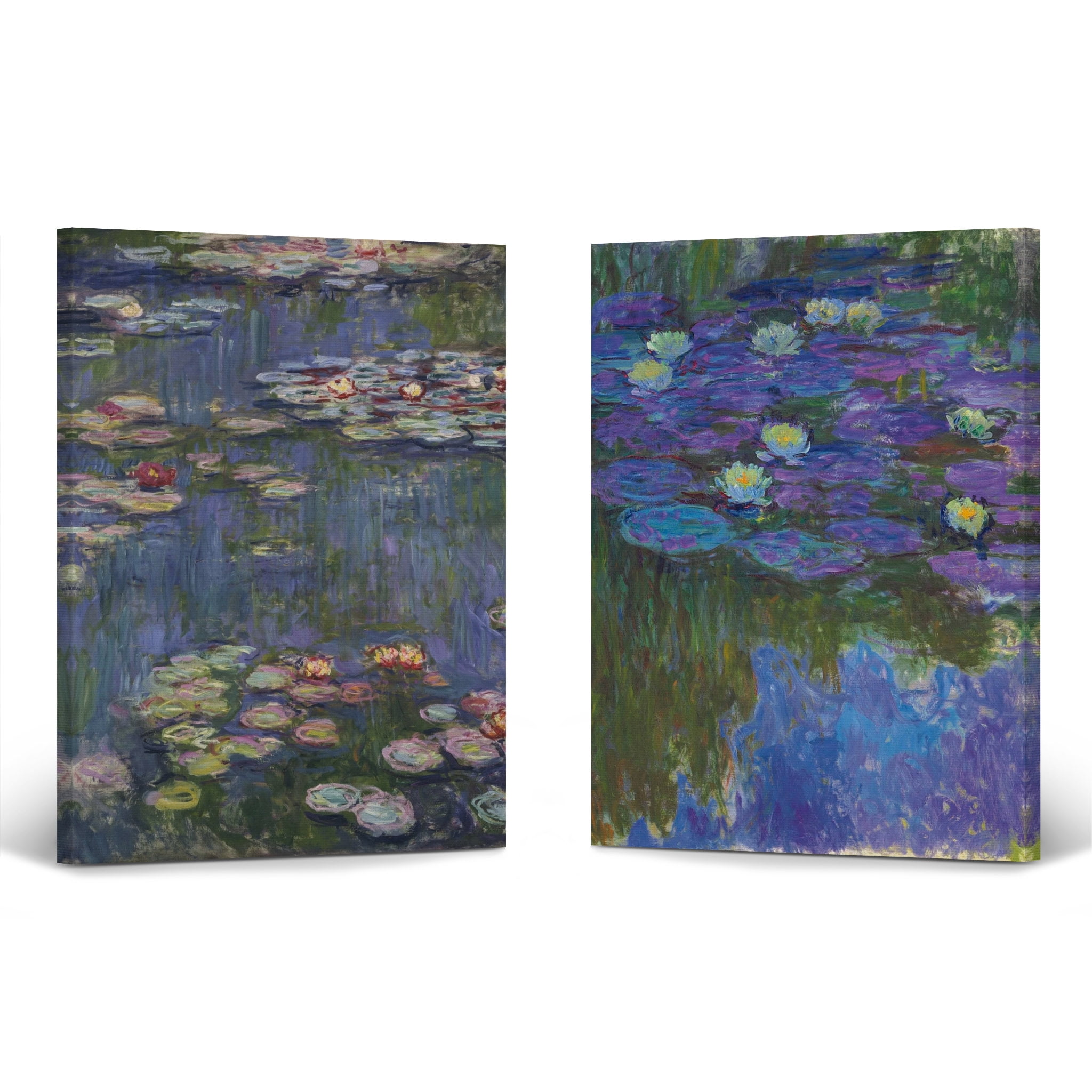 Smile Art Design Water Lilies Claude Monet 2 Piece Set Canvas Wall Art ...