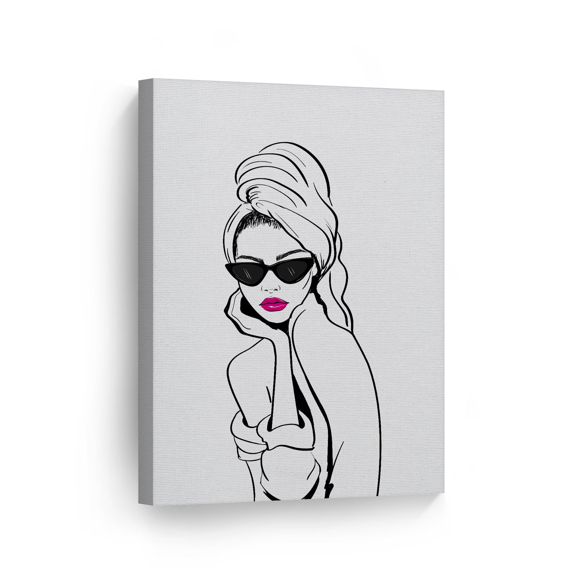 Smile Art Design Woman and Pink Lips Audrey Hepburn Style Drawing Glam ...