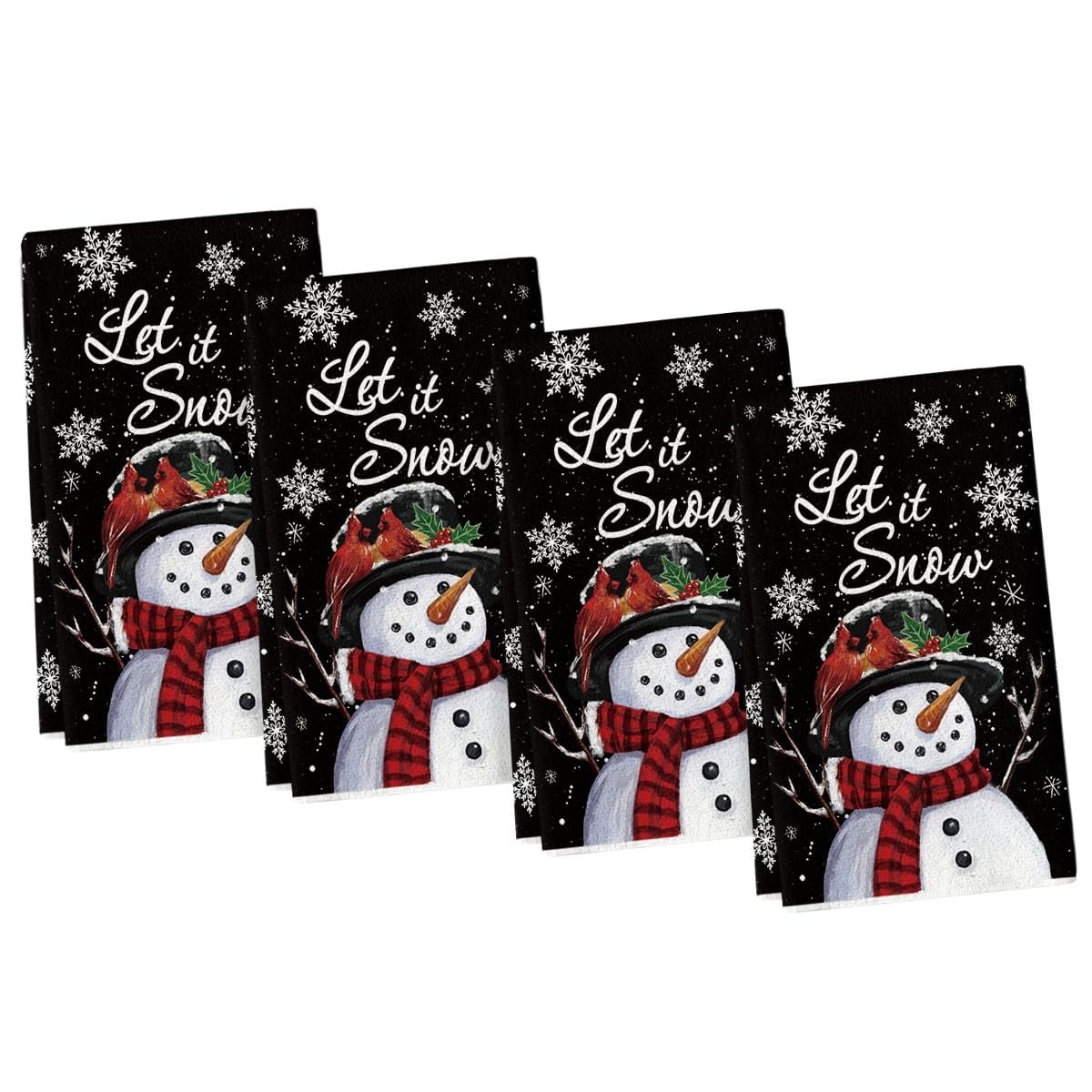 Smile Black Snowman Holly Winter Kitchen Towels Dish Towels, 18x26 Inch ...