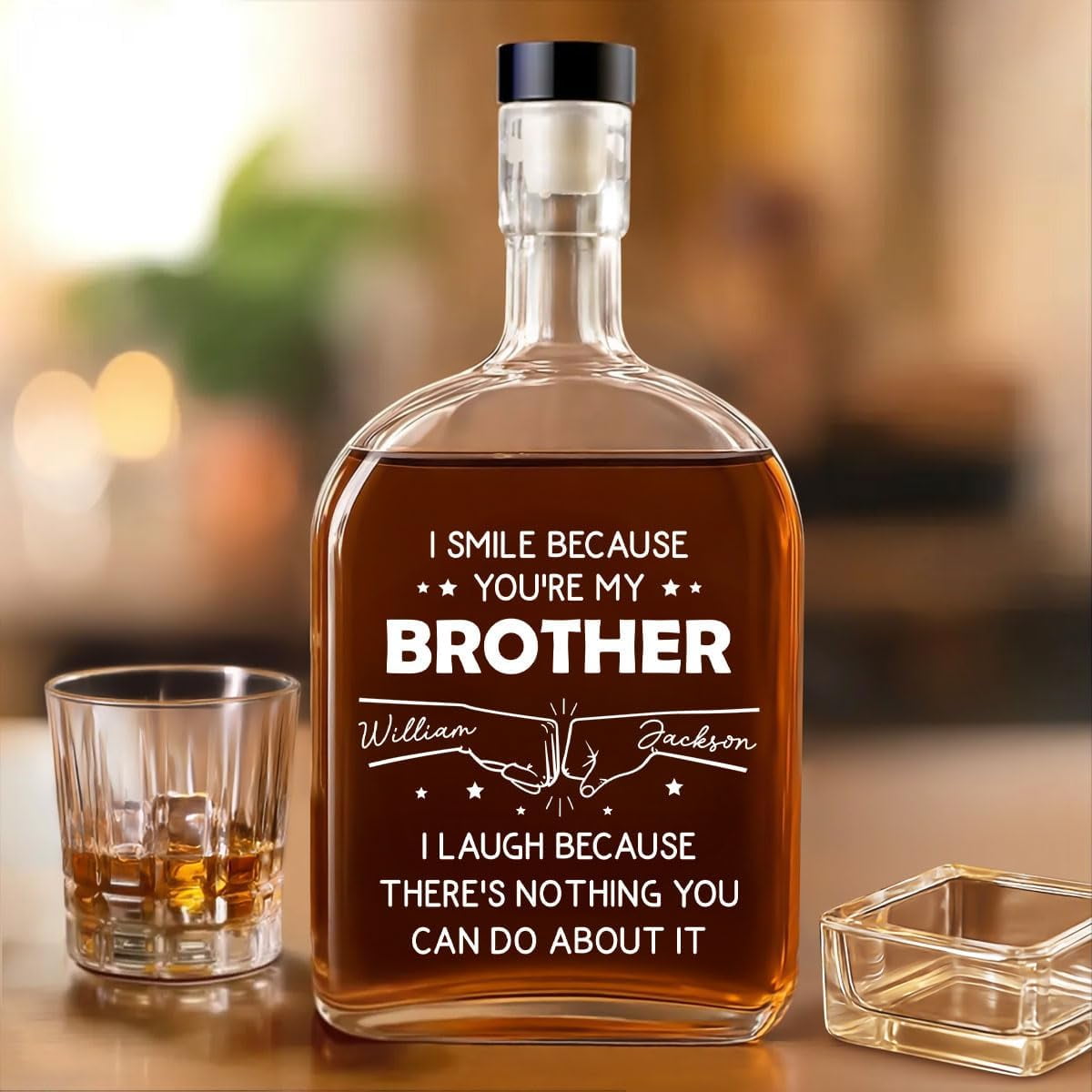 Smile You're My Brother Spirits Decanter with Custom Names, Funny Troll ...