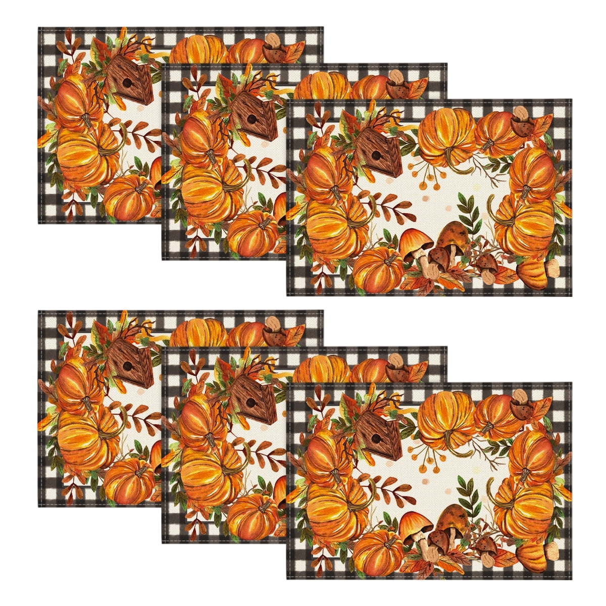 Smile Buffalo Check Plaid Fall Table Placemats 12 x 18 Set of 6 ...