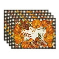 Smile Autumn Harvest Buffalo Check Plaid Placemats - Leaves, Pumpkins ...