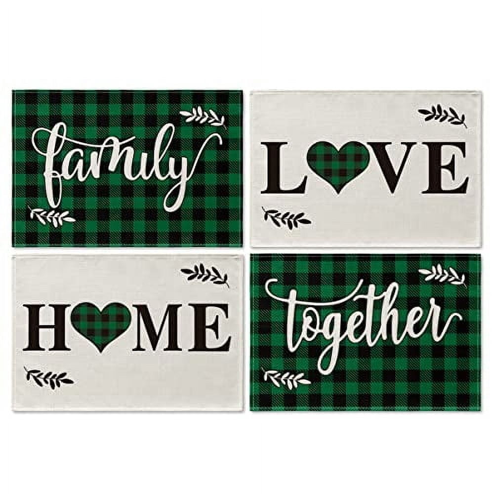 Smile Buffalo Check Plaid Placemats 12 x 18 Inch Set of 4, Black and ...
