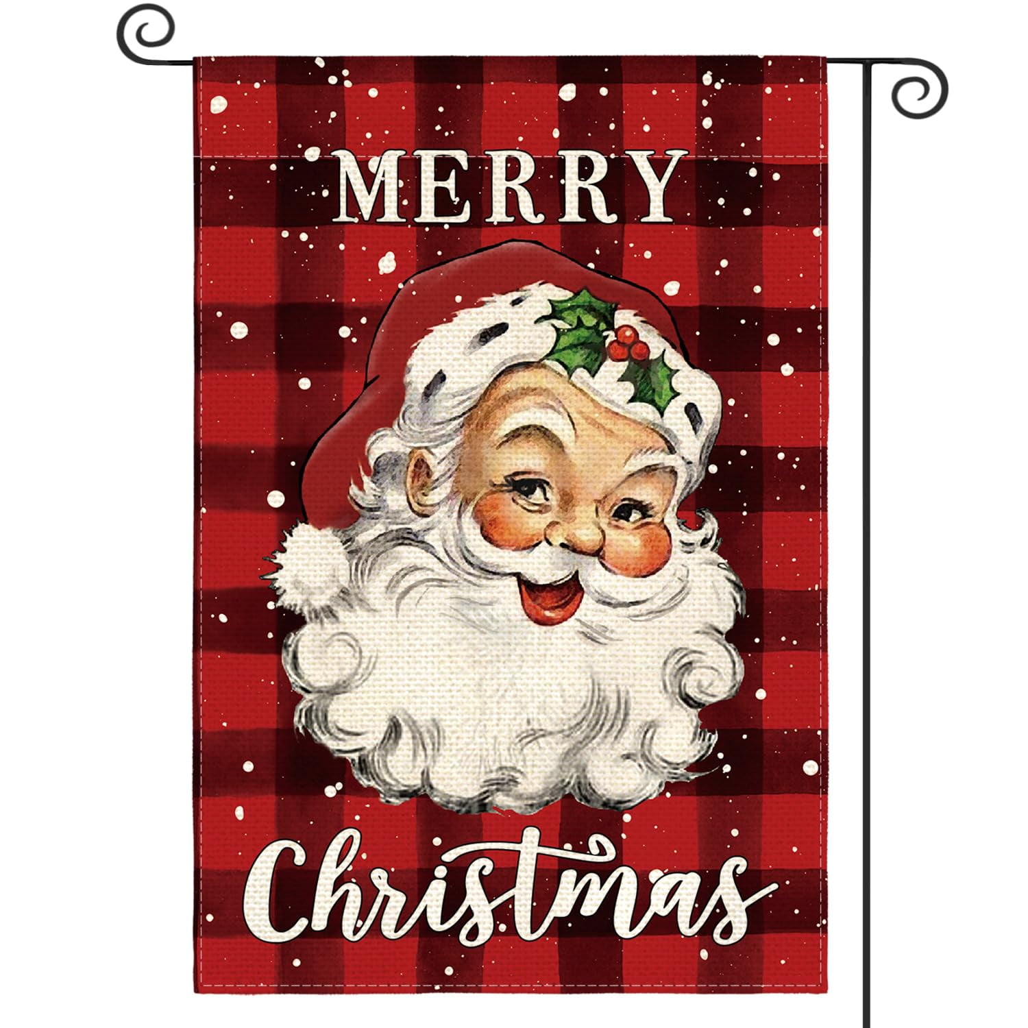 Smile Rustic Buffalo Check Plaid Santa Claus Christmas Outdoor Garden ...