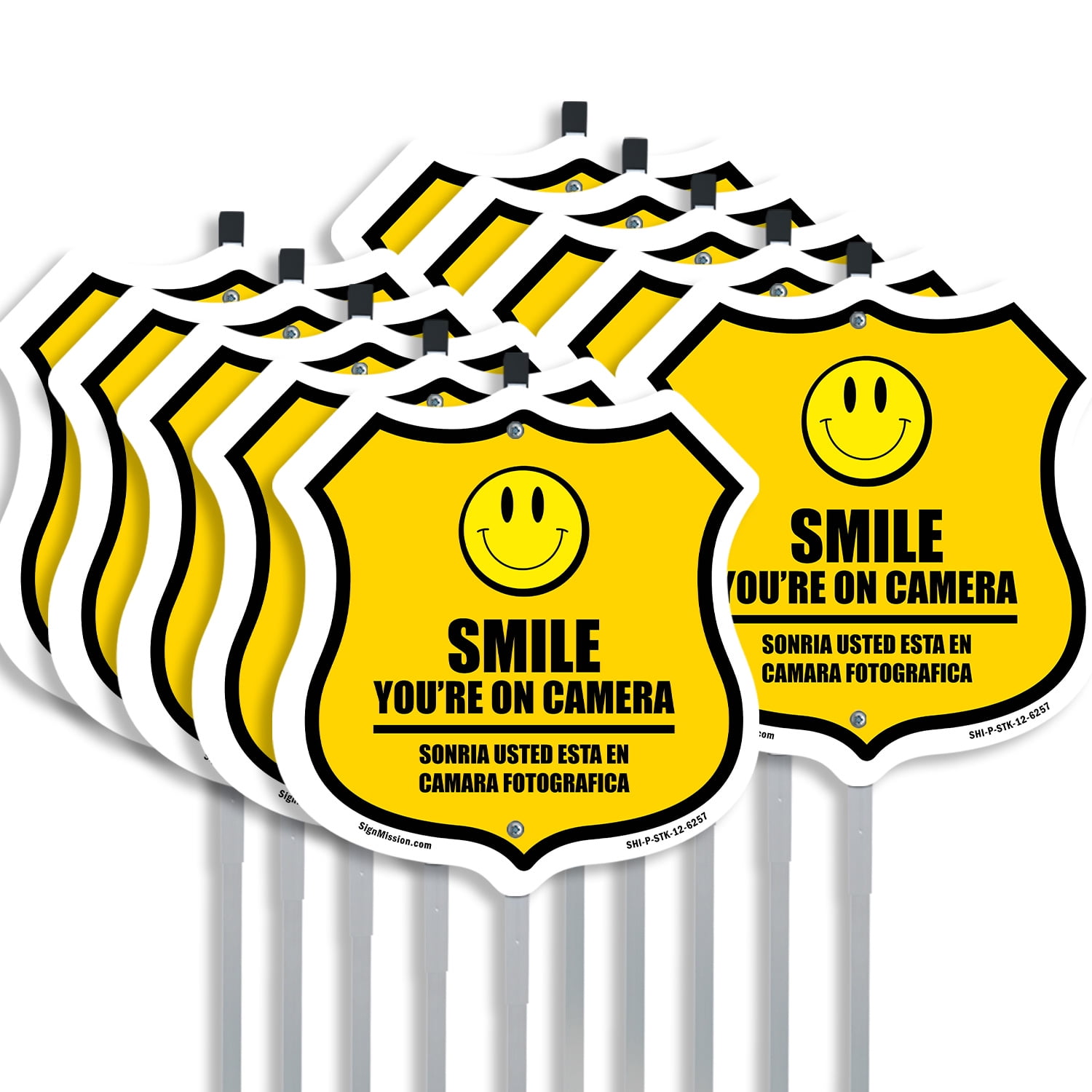 Smile You're On Camera Bilingual English / Spanish (10 Pack) 12 inch X ...