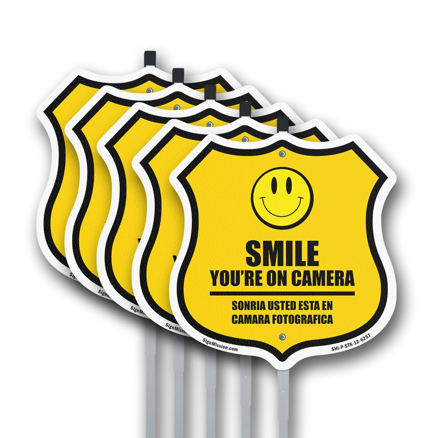 Smile You're On Camera Bilingual English / Spanish (5 Pack) 12 inch X ...