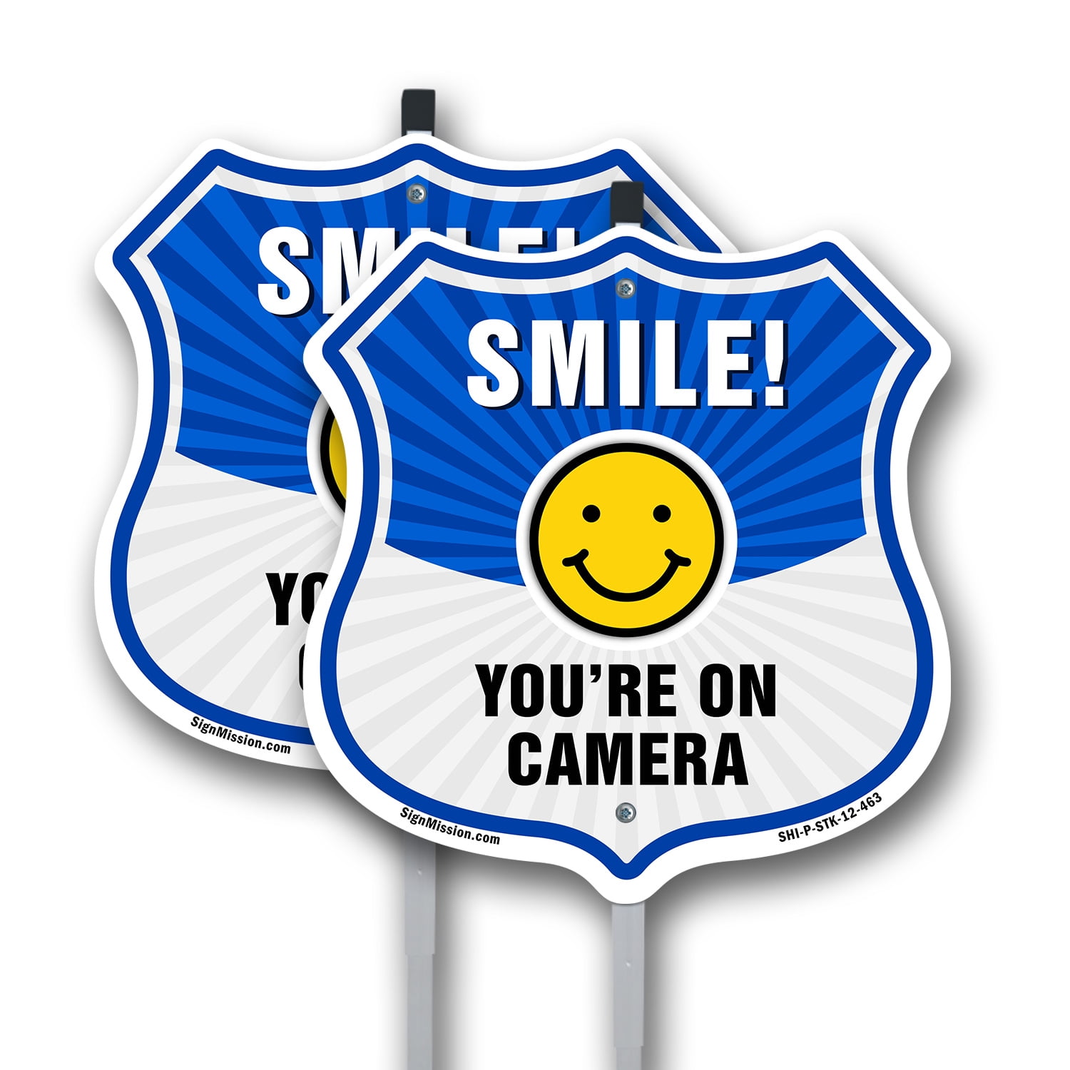 Smile You're On Camera Shield Sign Smile You're On Camera (2 Pack) 12 ...