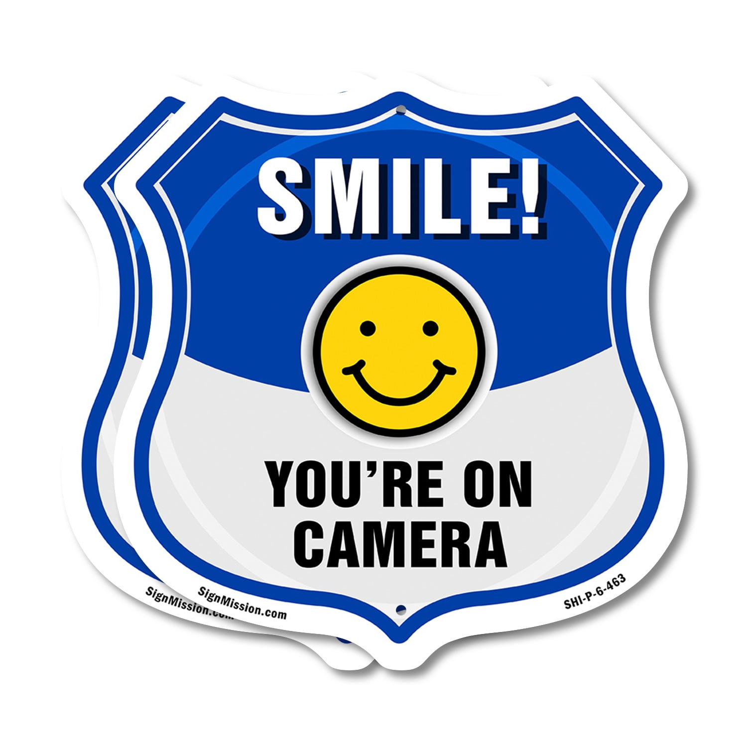 Smile You're On Camera Shield Sign Smile You're On Camera (2 Pack) 6 ...