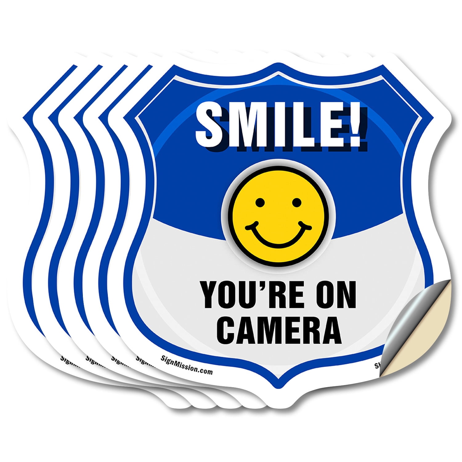 Smile You're On Camera Shield Sign Smile You're On Camera (5 Pack) 4 ...