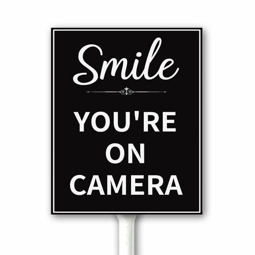 Smile You're On Camera Yard Sign with Stake, Funny Warning Sign ...