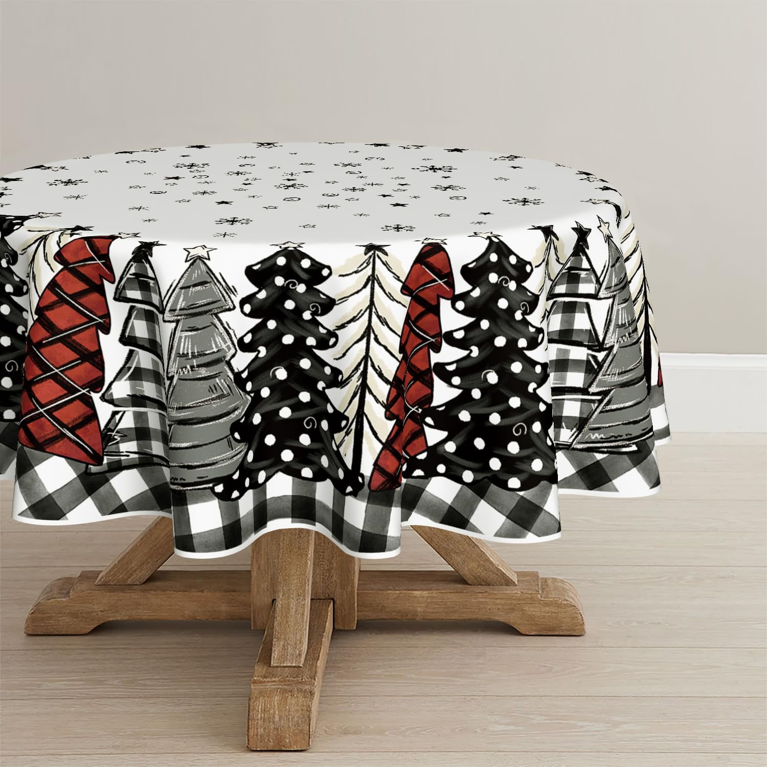 Smile Holiday Xmas Tablecloth, Round Shaped 70 Inch Polyester Fabric ...