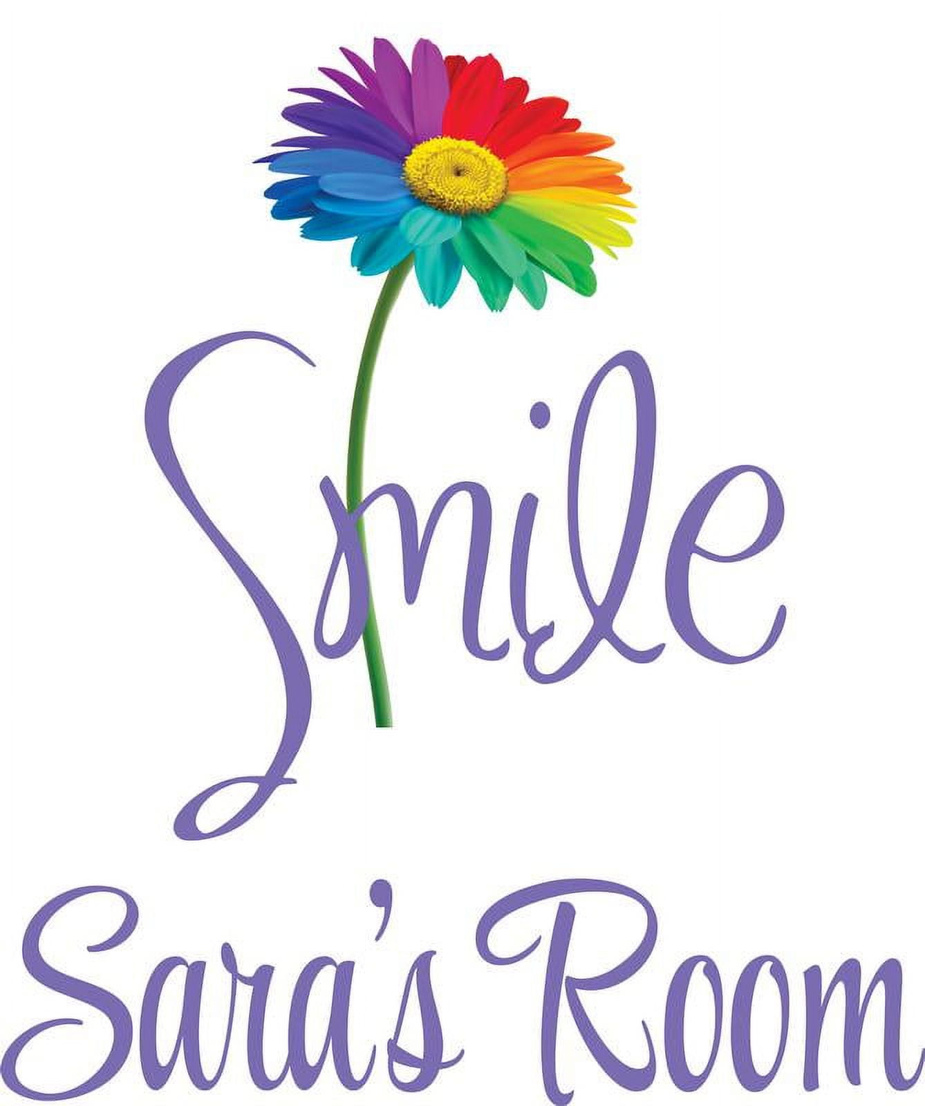 Smile Custom Name Vinyl Wall Decal for Home - Happy Face Flower Garden ...