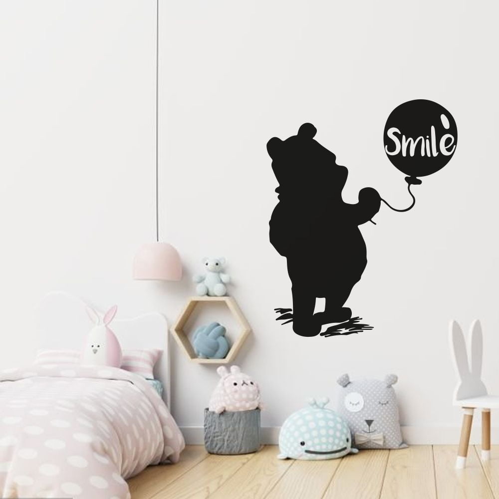 Smile Cute Winnie The Pooh Silhouette Cute Balloon And Pooh Vinyl Wall ...