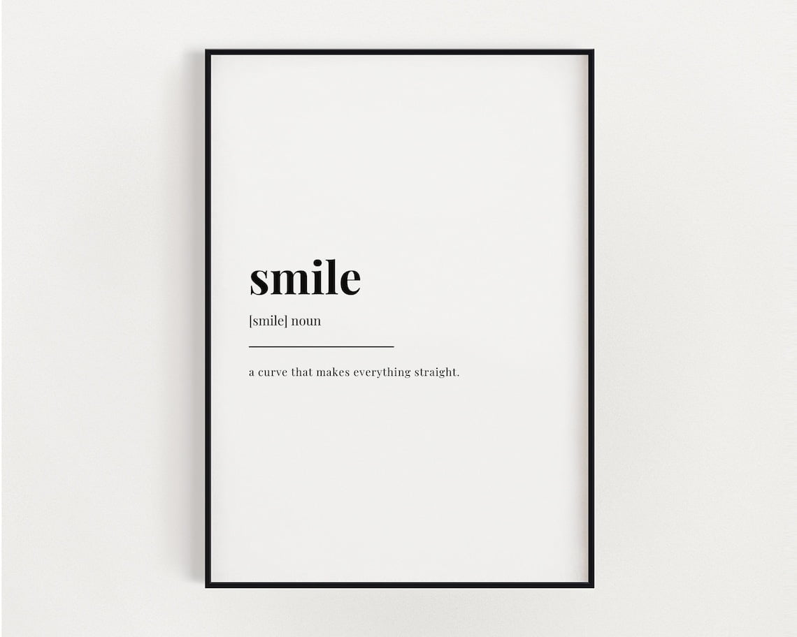 Smile Definition Meaning, Wall Art, Smile Print, Print, Quote Print ...