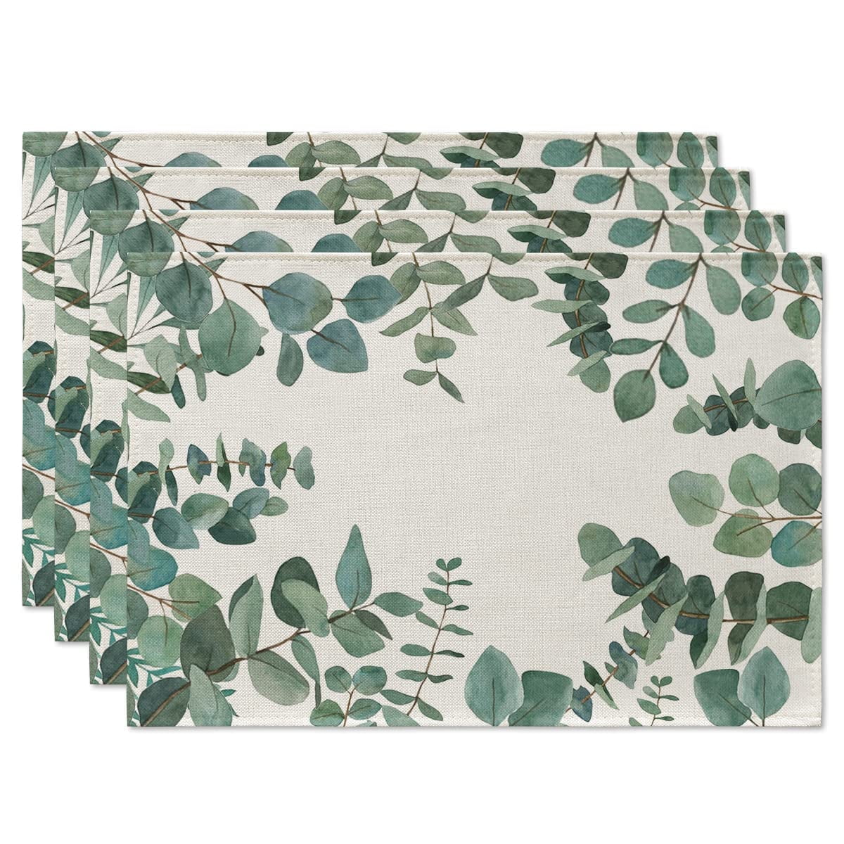 Smile Eucalyptus Leaves Table Mats, Set of 4, Spring Summer Decor, 12 x ...