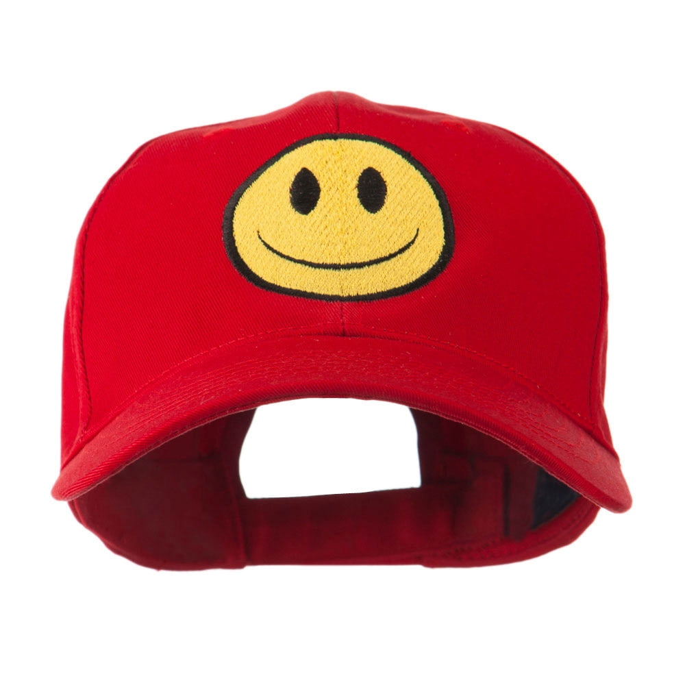 Smile Face Embroidered Cap - Red OSFM - Walmart.com