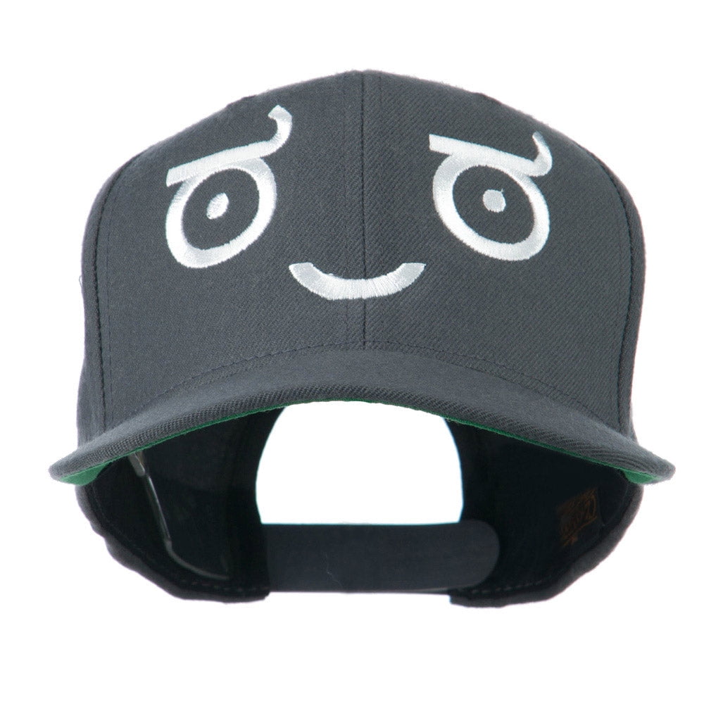 Smile Face Emoticon Embroidered Snapback Cap - Grey OSFM - Walmart.com