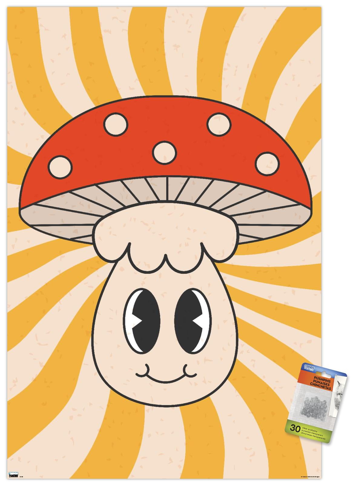Smile Face - Mushroom Wall Poster with Push Pins, 22.375" x 34 ...