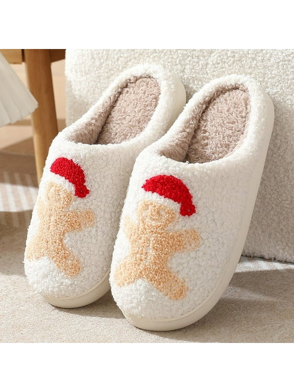 PacificPlex Womens Smiley Preppy Smile Slippers Retro Plush (7-7.5 ...