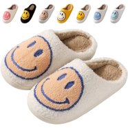PacificPlex Women's Funny Adult Smiley Face Plush Slippers, Size 5-6 ...