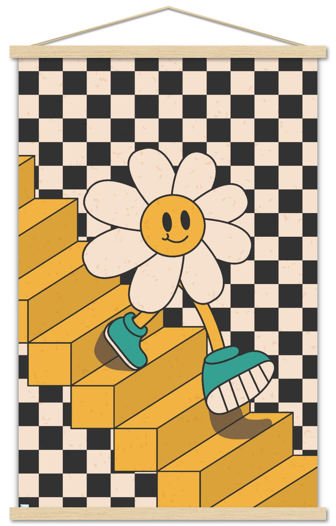 Smile Face - Stairs Wall Poster with Magnetic Frame, 22.375" x 34 ...