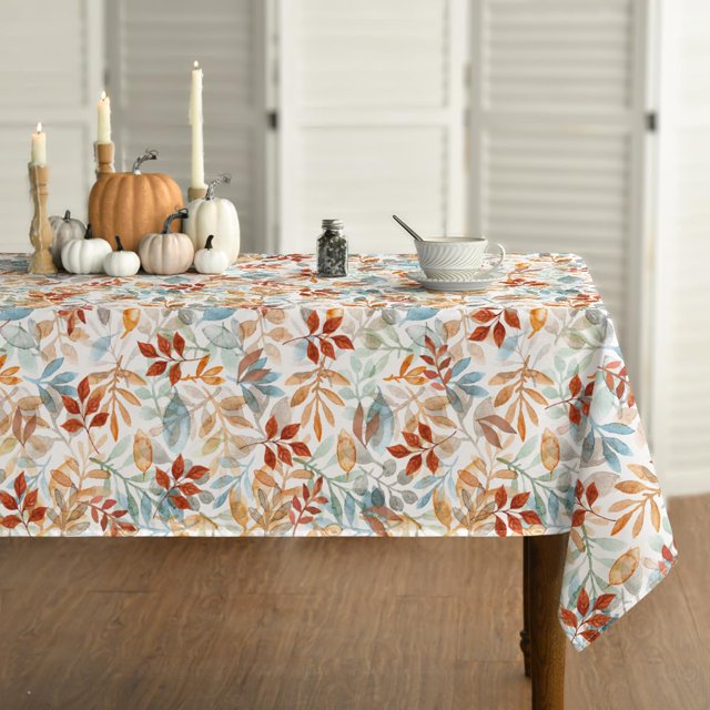 Smile Fall Leaves Tablecloth 60x84 Inch Seasonal Table Cover for Party ...
